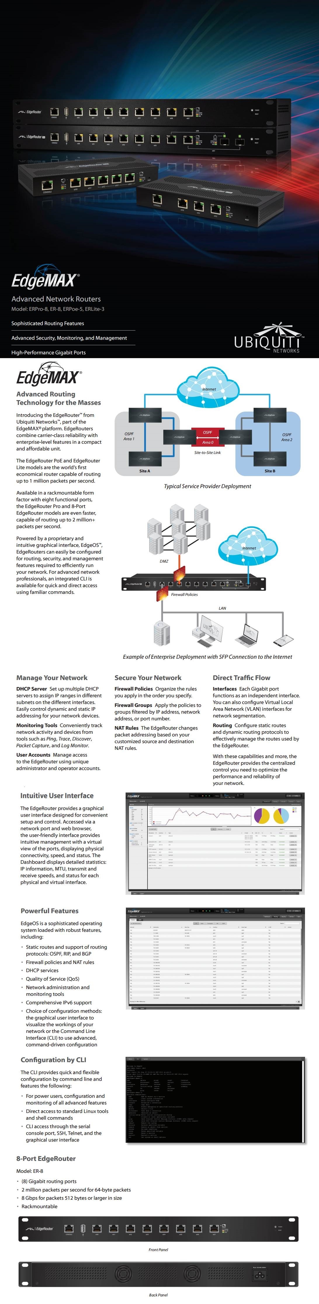 Ubiquiti EdgeRouter Switch 8-port Gigabit Router Rack Mountable ER-8 ...
