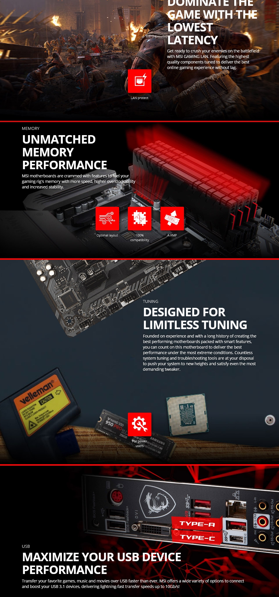 MSI B450 Tomahawk ATX Motherboard AMD Ryzen AM4 DDR4 M.2 HDMI DVI ...