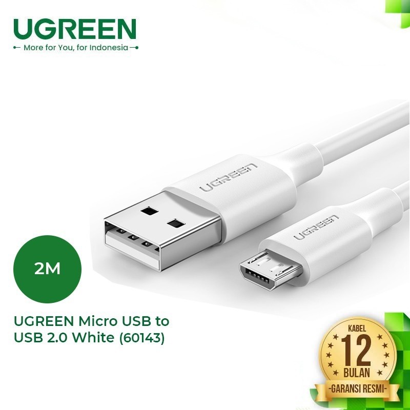 UGREEN 60143 USB-A to Micro USB Cable 2m (White) - PC MEAL